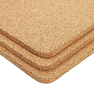 3-Pack Rectangle Cork Trivets for Hot Dishes, Plates, and Kitchen Countertops, Corkboard Heat-Resistant Pads for Hot Pots, Pans, Plates, Planters, Glassware, and DIY Crafts (12.5 x 6.6 Inches)