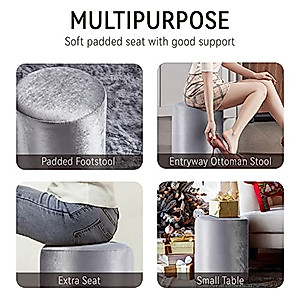 Get Set Style Modern Round Ottoman with Soft Padded Seat, Multifunctional Vanity Chairs for Makeup, Upholstered Footrest Stool Ottoman Foot Stool for Living Room, Bedroom