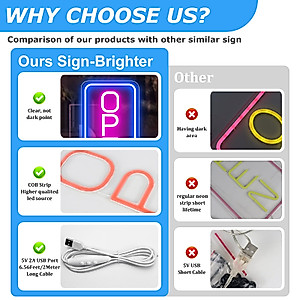 VEIOPGAB Neon Open Signs for Business, 16''x 9'' LED Open Sign, Super Bright Open Neon Sign (Blue&Pink), with ON/OFF Switch & Adapter, Neon Light Up Sign for Window Party Wall Bars Coffee Club Hotel