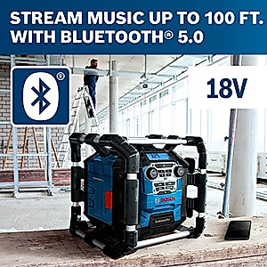 BOSCH GPB18V-5CN 18V Jobsite Radio with Bluetooth® 5.0 and Power Station , Black