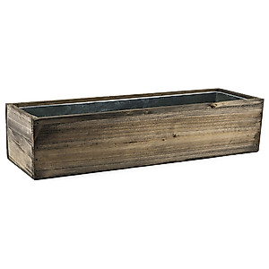 CYS EXCEL Rectangular Planter Box with Removable Zinc Metal Liner (H:8" Open:32"x8") | Multiple Size Choices Wood Rectangular Planter | Indoor Decorative Window Box