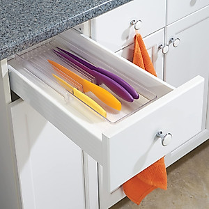 iDesign Linus Kitchen Knife Storage Drawer Organizer, Container for Countertop, Cabinet, Pantry - Clear, 16.5" x 6" x 2" - Clear