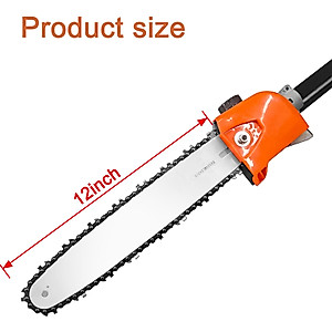 Kerlista, Replacement parts，12-inch，Polesaw with Bar and Chain Attachment for Attachment Capable String Trimmers, Polesaws, and Powerheads fits for Hus 128LD, most brushcutters and Powerheads (Black)