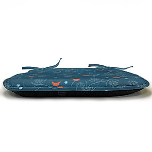 Ambesonne Winter Chair Seating Cushion Set of 4, Orange Birds on Leafless Tree Branches Snowy Woods Nature, Anti-Slip Seat Padding for Kitchen & Patio, 16"x16", Petrol Blue Orange White