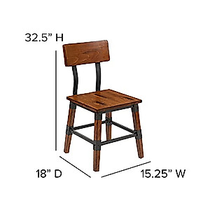 Flash Furniture Jackson 4 Pack Rustic Antique Walnut Industrial Wood Dining Chair