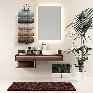 Sorbus Towel Rack Wall Mounted – Metal Towel Holder for Bathroom Wall, Washcloth, Rolled Bath Towels, Spa, Gym, Camper Rv, Shelf Cabinet - 6 Level Wine Rack Wall Mounted for Kitchen Bar, Wine Cellar