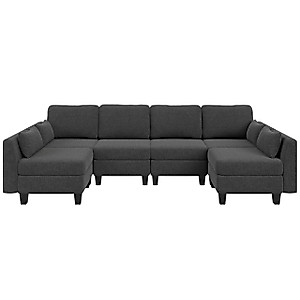 Modular Sectional Sofa, Convertible U Shaped Sofa Couch with High Density Memory Foam, 6 Seat Comfy Modular Sofa Couch for Living Room, Modern U Shaped Sectional Sofa (Darkgray)
