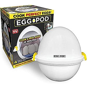 Eggpod by Emson Egg Cooker Wireless Microwave Hardboiled Egg Maker, Cooker, Egg Boiler & Steamer, 4 Perfectly-Cooked Hard boiled Eggs in Under 9 minutes As Seen On TV