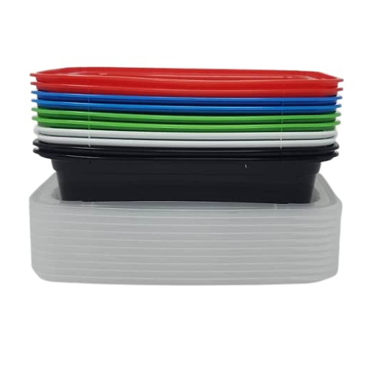 (10 Pack) 3 Section Plate Meal Prep Containers with Lids