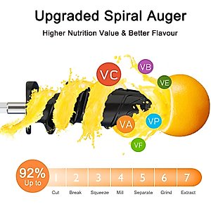 Cold Press Juicer, Masticating Juicer Machines for Vegetable and Fruit High Juice Yield with 2 Speeds/Reverse Function/Quiet Motor/3 inch Large Chute, Dishwasher Safe Ideal for Home, Red