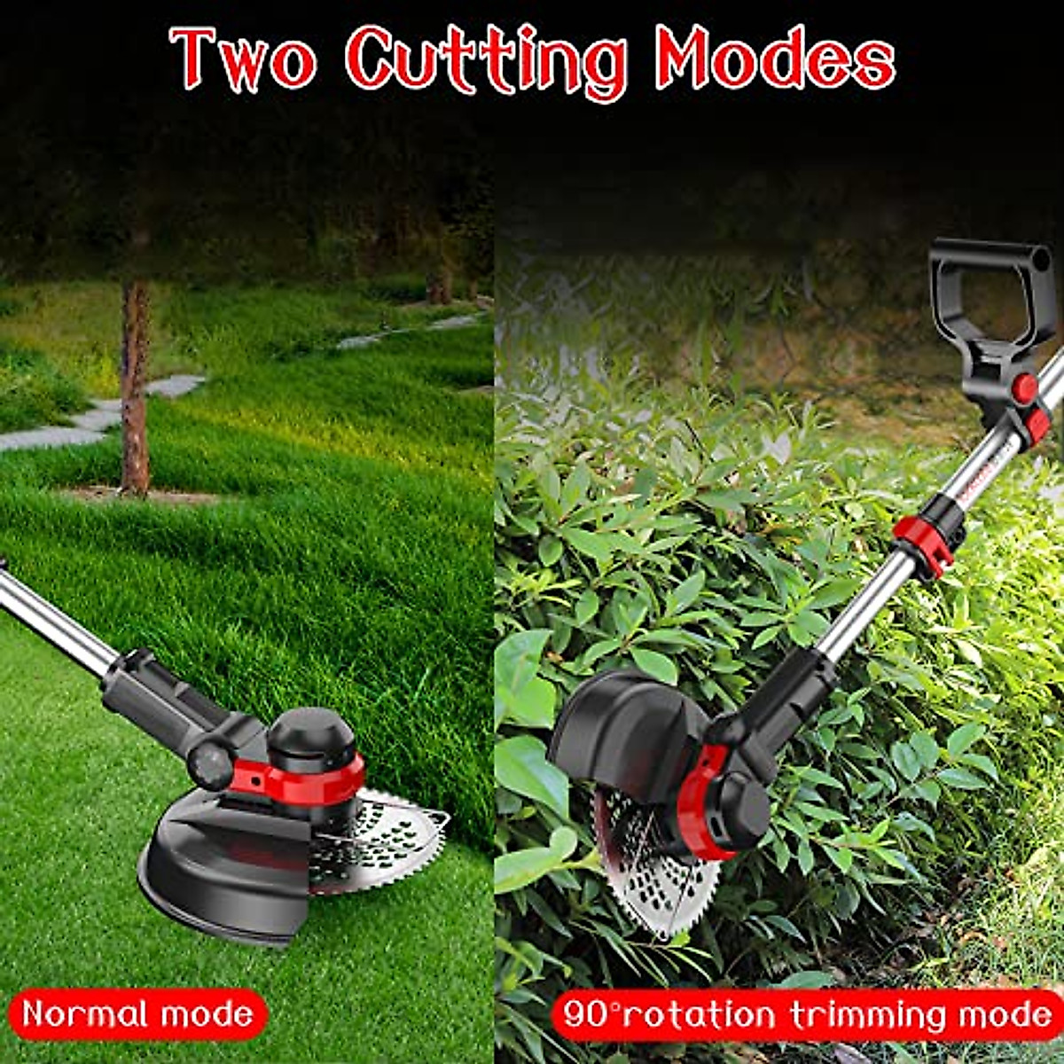 Mrzneaoch Battery Powered Weed Eater Newly Upgraded 8-Inch Blade Grass Trimmer for Lawn Trimmingtwigsbrush Cutting（Black）