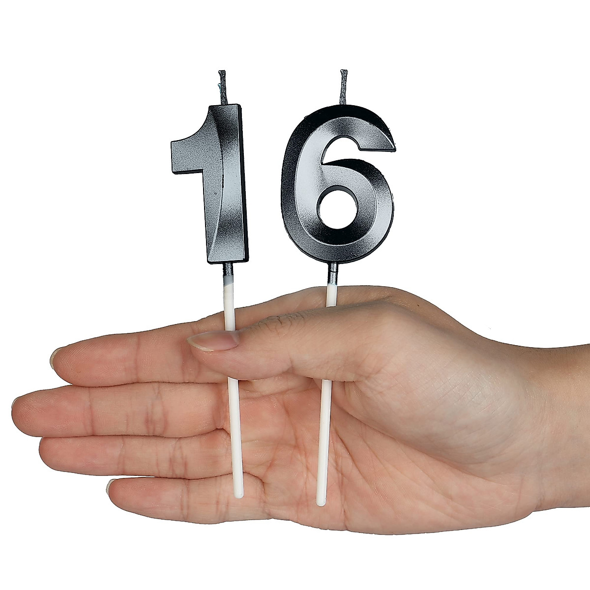 Black 15th & 51st Birthday Candles for Cakes, Number 15 51 Glitter Candle Cake Topper for Party Anniversary Wedding Celebration Decoration