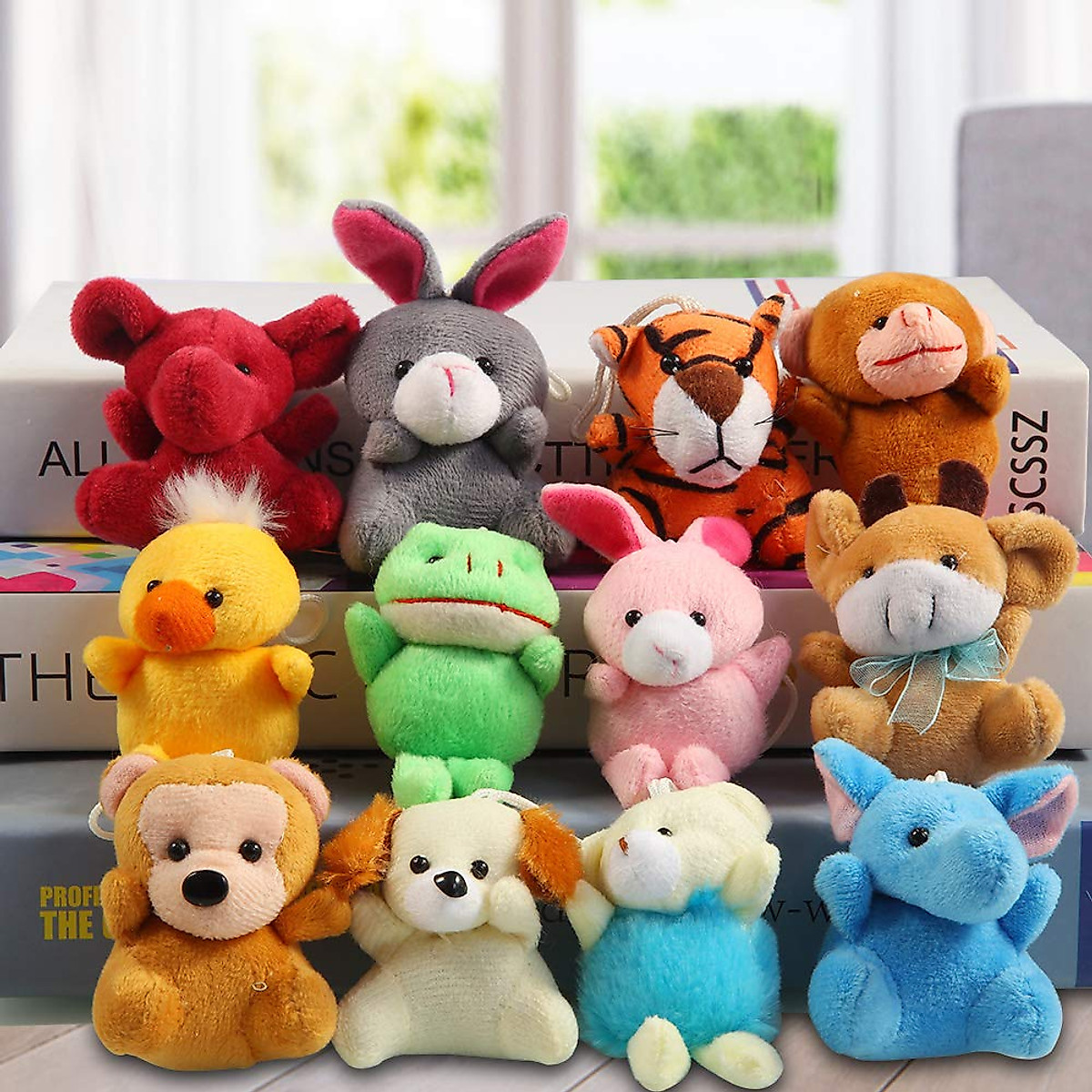 ThinkMax 24 Pack Mini Plush Animals Toy Assortment, Small Stuffed Animals in Bulk for Kids Party Favor, Easter Eggs Fillers