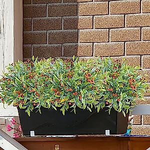 Phliofd 8 Bundles Artificial Flowers for Outdoor, UV Resistant Fake Plastic Flowers Plants Faux Flowers for Garden Window Box Office Home Bedroom Living Room Decor (Red)