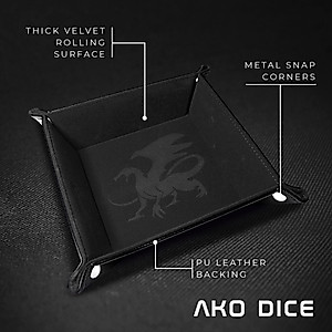 Dice Tray - Green Velvet dice Rolling Tray by AKO Dice - for RPG, DND, and Other Dice Games.
