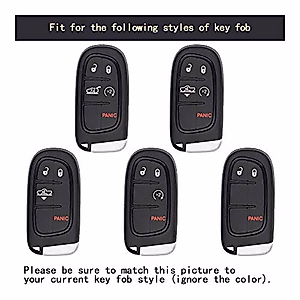 TANGSEN Smart Key Fob Case Compatible with Dodge RAM Jeep Cherokee 3 4 5 Button Keyless Entry Remote Control Accessories Personalized Double Protective Cover Plastic Carbon Fiber Pattern Red Silicone
