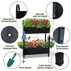 aboxoo Double Planter Raised Beds with Legs,Outdoor Metal Tall Planter Box Elevated Garden Bed for Vegetables Flower Herb Patio Backyard(22.6" L x 8.9" W x 31.5" H)