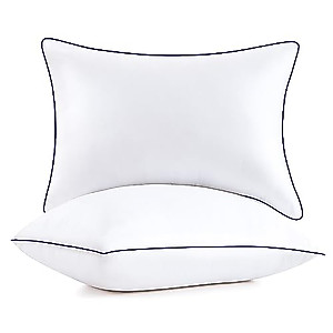 HomeMate Bed Pillows for Sleeping - Queen Size(20''x28'') Set of 2 Allergy Friendly Microfiber Shell Fluffy Down Alternative Filling Breathable Pillow Suitable Back Stomach or Side Sleepers, White