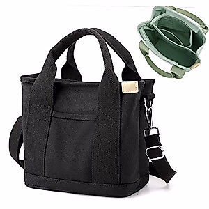 Efilra Multi-Pocket Canvas Tote Bag with Zipper, 2023 New Japanese Handmade Large Capacity Handbag Women's Crossbody Bag (Black-Small)