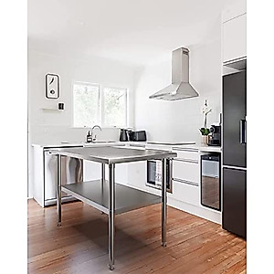 Saranya 18 Shop New Modern Silver 60 inches Stainless Steel Work Table with Wheels Adjustable Cook Under Prop Food Strong Commercial Cafeteria Shelf Kitchen Restaurant Office Home 60"L x 30"W x 34"H