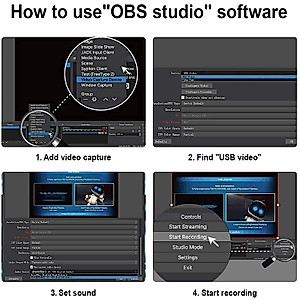 HDMI Video Capture Card, Upgraded 1080p 60fps Capture Card, Cam Link Card Audio Capture Adapter HDMI to USB 2.0 for Gaming, Live Broadcasting, Nintendo Switch, PS3/4, Xbox