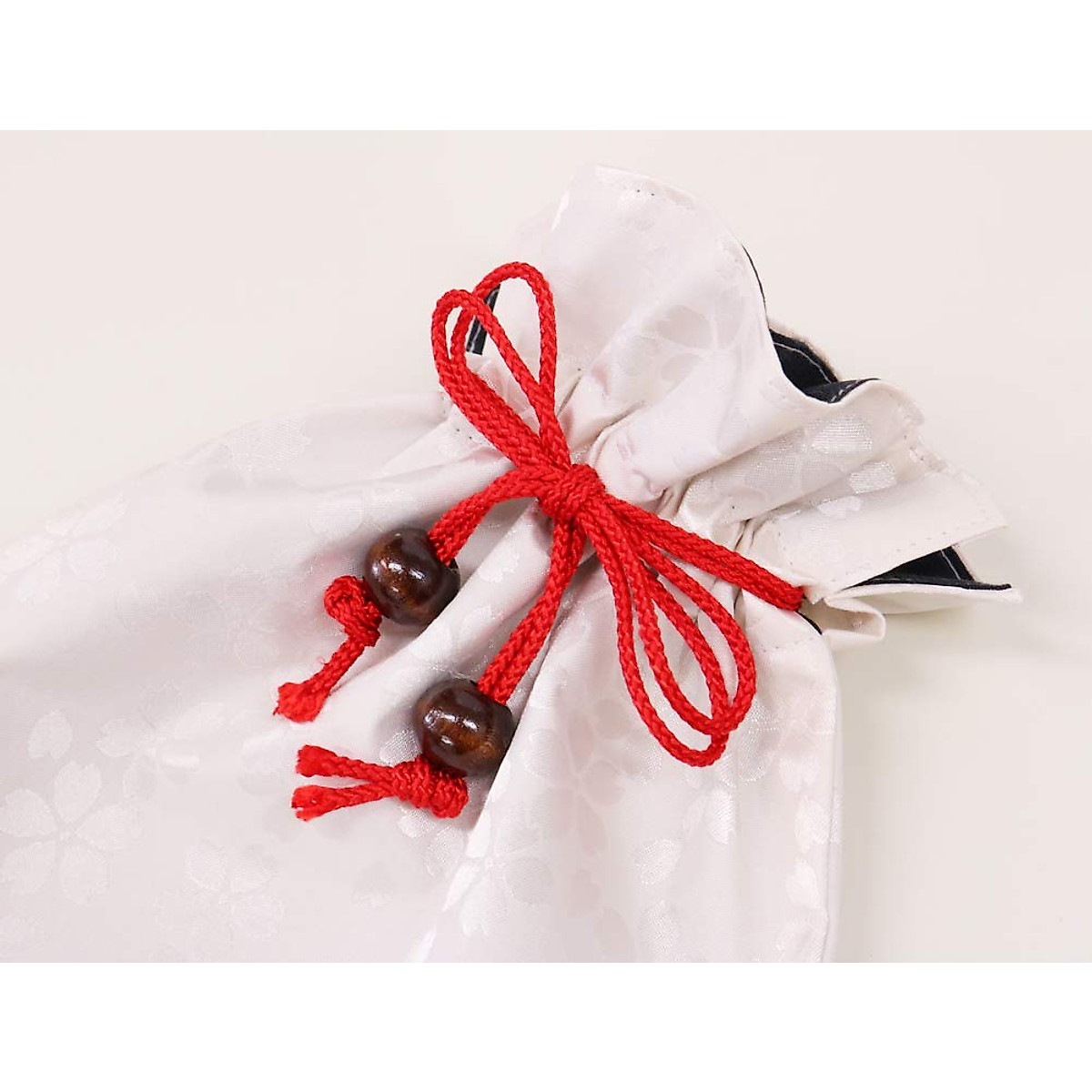 Eyashi Craft Made in Japan Goshi Stamp Book Holder Drawstring Bag 7.5 x 10.6 inches (19 x 27 cm), Cherry Blossom White