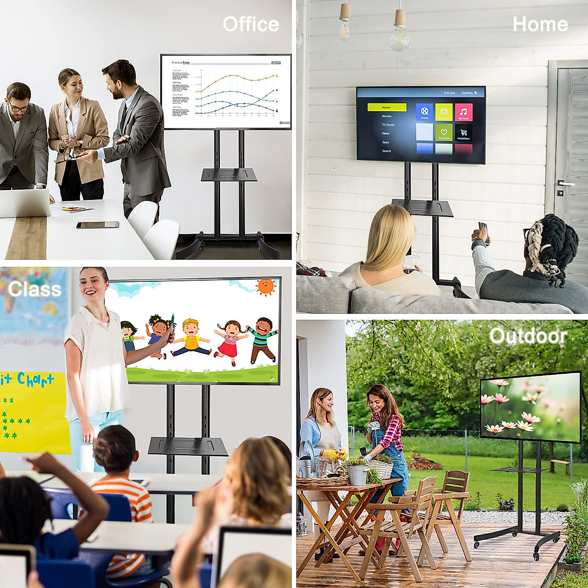 ABCCANOPY TV Cart Rolling Trolley Mount TV Stands w/Wheels, Rolling Monitor Stand with Adjustable Shelf for LED LCD OLED Flat Screen, Plasma TVs TV & Monitor (Mobile TV Cart/32-65)