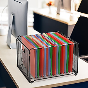 SimpleHouseware Mesh Hanging File Organizer, Black