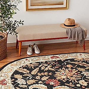 SAFAVIEH Chelsea Collection Area Rug - 4'6" x 6'6" Oval, Black, Hand-Hooked French Country Wool, Ideal for High Traffic Areas in Living Room, Bedroom (HK141B)