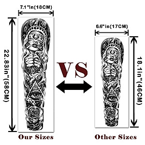 SOOVSY 46 Sheets Full Arm Temporary Tattoo with Lion, Temporary Tattoo Sleeves for Men, Fake Tattoos Adult Realistic with Flower, Full Sleeve Tattoos for Women w/Wolf Eagle & Deer