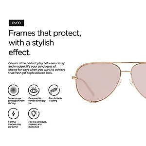 EVEE Fashionable Metal Aviator Sunglasses with Oversize Flat Reflective Mirror Lenses (GEMINI) (Gold, 64)
