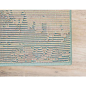 Unique Loom Positano Collection Coastal Modern Fish Light Blue Area Rug (9' x 12')