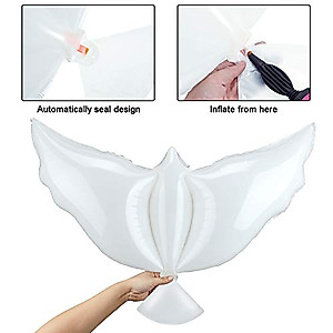 4 Pieces Peace Dove Balloons White Memorial Balloons Pigeon Bird Balloons Ceremonies Party Decorations for Wedding Funeral Birthday Engagement Party Decoration Supplies