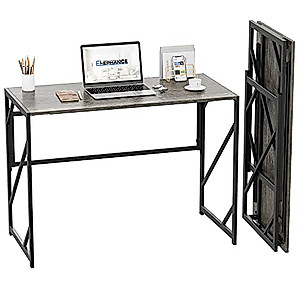 Elephance 40" Folding Computer Desk No Assembly Needed Foldable Small Home Office Desk Study Writing Desk Gaming Table for Small Space