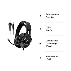 HP Gaming Xbox One Headset with Mic, Gaming Headphones with Microphone for PS4, PC, Laptop, Nintendo Switch with Noise Cancelling Microphone, Wired Over Ear Head Set with LED Lights