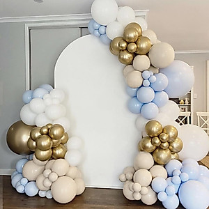 RUBFAC 154pcs White Sand Balloons Different Sizes 5/10/12/18 Inch White Cream Beige Balloon Garland Arch Kit for Wedding Baby Shower Birthday Party Supplies Decorations