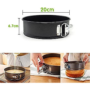Gabkey 8 inch circular Springform interlocking and leak- proof seal carbon baking C ake Pan