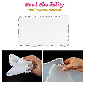 2 Size XL Resin Tray Molds Silicone with Gold & Silver Handles, Epoxy Resin Tray Mold DIY for Making Resin Tray, Crafts, Home Decorations