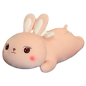 ARELUX Bunny Plush Stuffed Animal Pillow 22in Soft Cartoon Hugging Pillow Pink Bunny Plush Toys,Cute Rabbit Doll Throw Pillow with Wings Plush for Friends Family Birthday