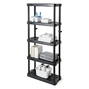 Gracious Living Medium Duty Adjustable Ventilated Storage Shelving Unit, 5 Shelf