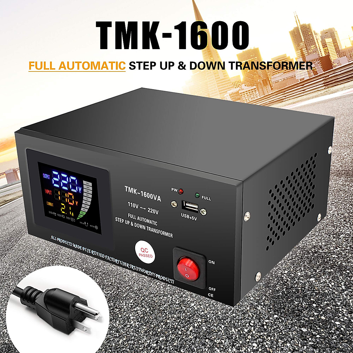 Yinleader Voltage Converter Transformer(220V to 110V, 110V to 220V) Step Up/Down Transformer Converter 110/120 Volt - 220/240 Volt - Circuit Breaker Protection (TMK-1600)