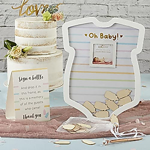 Kate Aspen Onesie Shaped Baby Shower Guest Book Shadow Box & Nursery Decoration Alternative Guestbook, One Size
