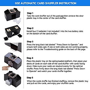 GSE Games & Sports Expert 4-Deck Automatic Card Shuffler, Battery-Operated Electric Shuffler Machines for Playing Cards, Blackjack, Texas Hold'em, Canasta, UNO, Rummy, Bridge