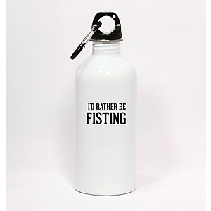 Los Drinkware Hermanos I'd Rather Be FISTING - White Water Bottle with Carabiner 20oz