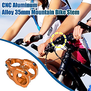 X AUTOHAUX CNC Aluminum Alloy 35mm Mountain Bike Stem for Most Bicycle Road Bike Mountain Bike Cycling Handlebar Accessories Orange for 1-1/8 Steer Tube 31.8mm Handlebar