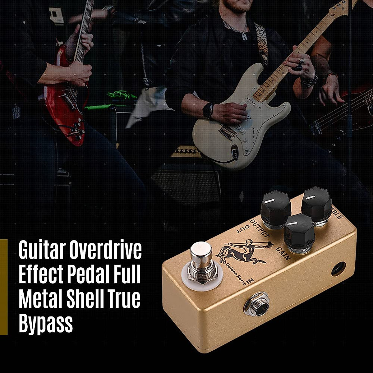 Btuty Overdrive Boost Guitar Effect Pedal Full Metal Shell True Bypass, Gold