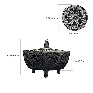 Incense Burner, Incense Burner Holder, Cast Iron Incense Burner with Incense Stick Holder and Fireproof Cotton. Ideal for Incense Sticks, Resin Incense, Cone Incense and Ritual Purpose, Decor, Etc.…
