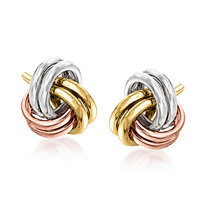 Ross-Simons 14kt Tri-Colored Gold Love Knot Earrings