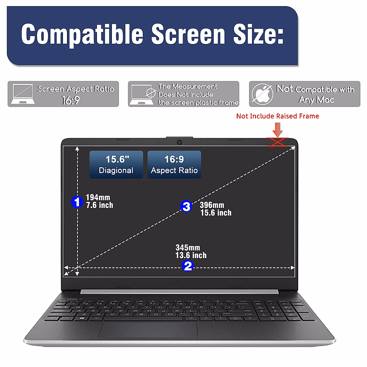 3 PCS 15.6" Anti Glare Screen Protector for Dell Inspiron 15 /HP Pavilion 15 /HP Envy 15 /Lenovo Ideapad 15 /Acer Aspire 5 15.6 /Acer Nitro 5 15.6 /ASUS VivoBook 15.6 /Chromebook 15.6 Screen Protector
