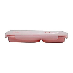 BariatricPal Portion Control Bento Lunch Box, Storage Container & Plate Collapsible and Leak-Proof! (Pink)